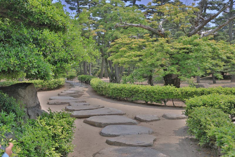 A Stone Path at the Japanstyle Garden Stock Photo - Image of hall ...