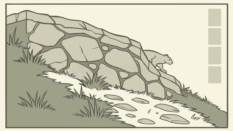 Stone Path Landscape with Rocks and Nature Elements Vector Design ...