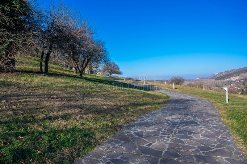Stone Path on the Lawn Near Devin Castle in Bratislava Stock Image ...