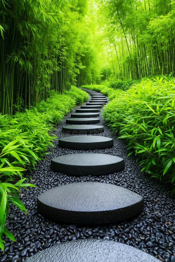 Stone Pathway Leading Upwards Lush Garden Stock Photos - Free & Royalty ...