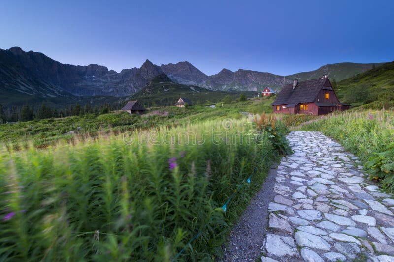 Stone Path and Mountain Shelters in High Mountains Editorial ...