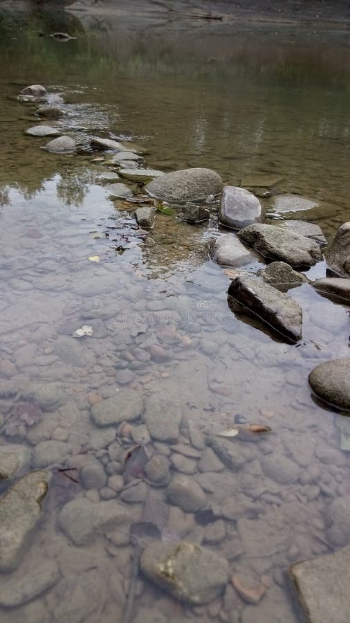 Stone Path through a Mountain Stream with Clear Water. Stock Image ...