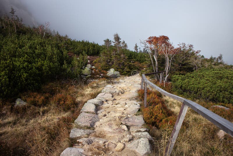 Stone Path in the Mountains Stock Photo - Image of railing, moody: 65542078