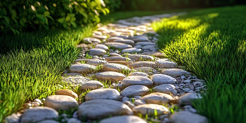 Stone Path Nature Trail Landscape Stock Illustration - Illustration of ...