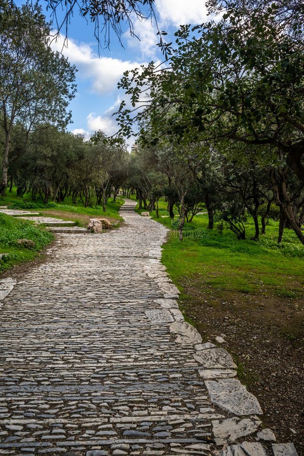 Stone Path in a Park at Acropolis Slope, Athens, Greece Editorial ...