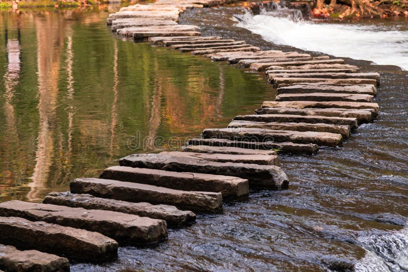 Stone Path on River in Autumn Stock Photo - Image of rock, serene ...
