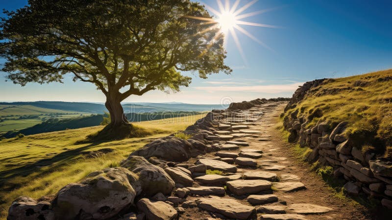 Stone path sun stock photo. Image of wander, hill, outdoors - 318001386