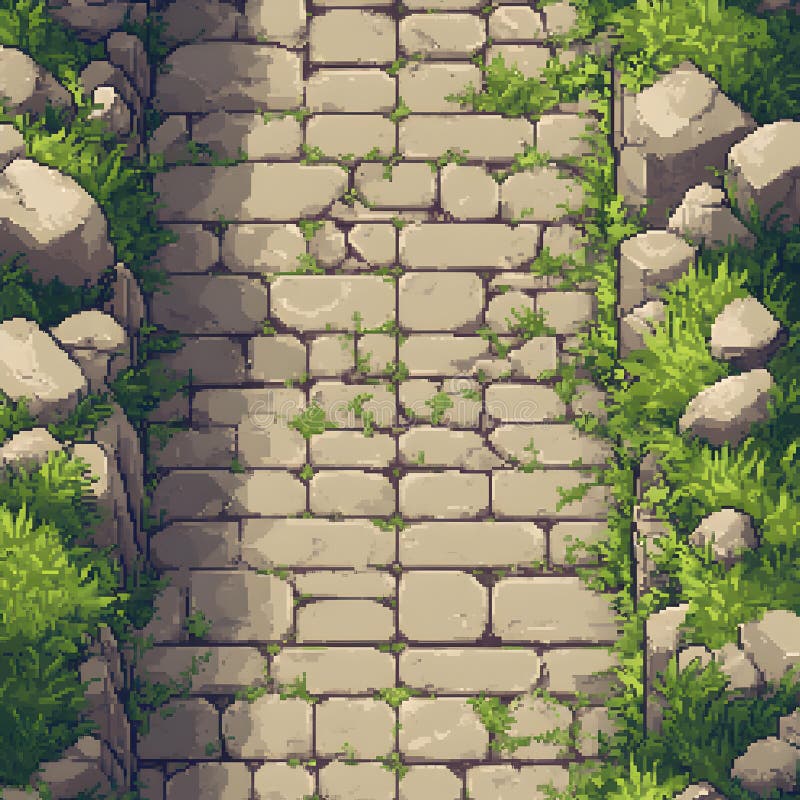 Stone Path Texture Background with Green Grass and Cobblestone Surface ...