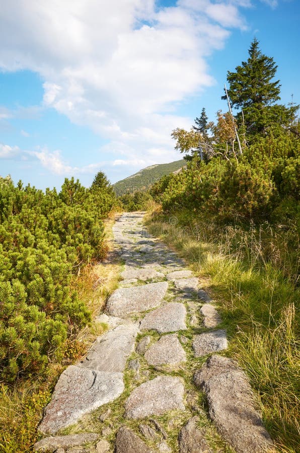 Stone Path Trail in Giant Mountains, Poland Stock Image - Image of ...