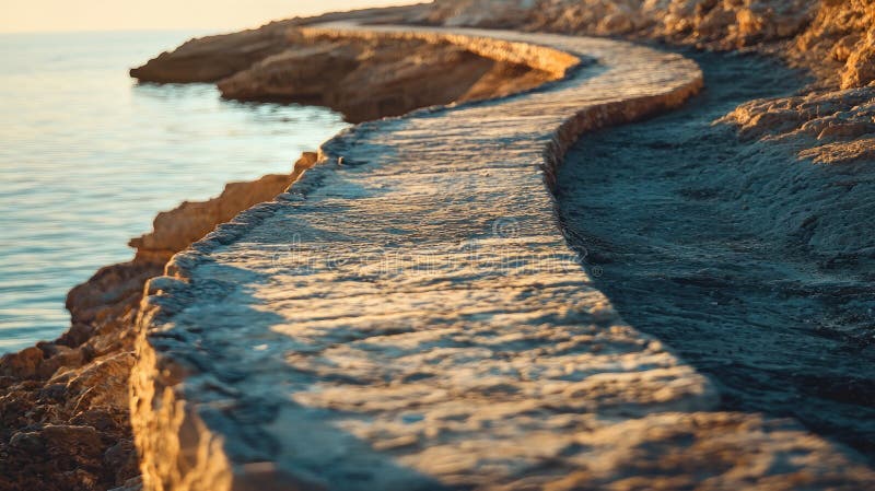Stone Path Winding Along a Cliff Overlooking the Sea Stock Illustration ...