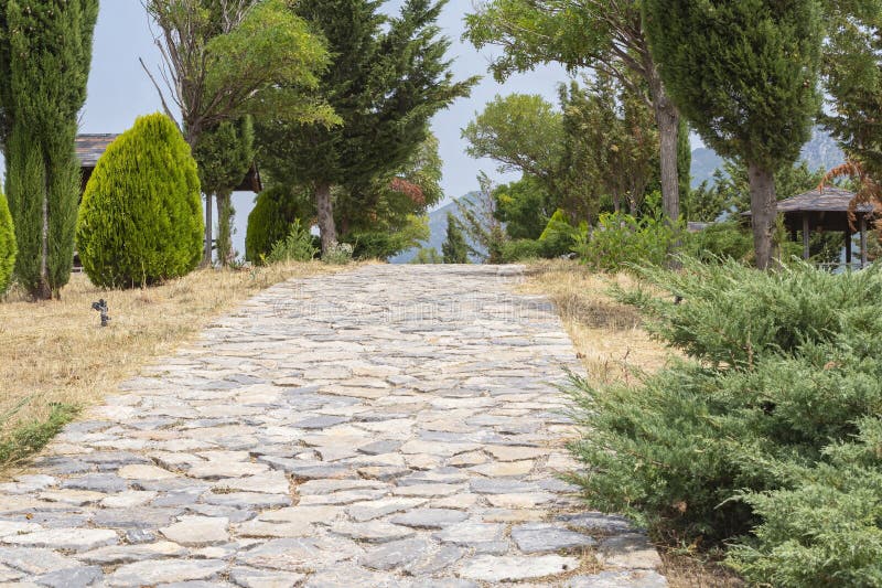 Beautiful Stone Road in the Park. Road with Stones in the Park with ...