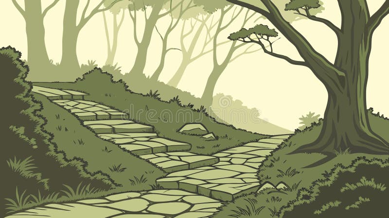 Stone Pathway through a Dense Forest with Natural Green Surroundings ...