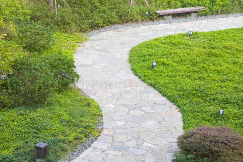 Stone pathway design stock photo. Image of walk, tranquil - 65073348
