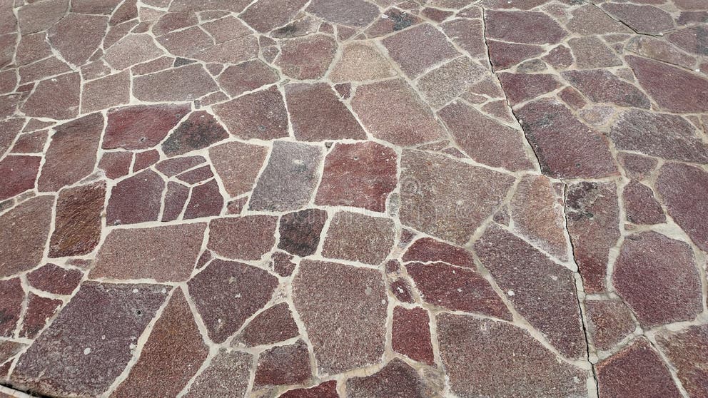 Stone Pathway Design with Various Textures and Colors in Sunlight Stock ...