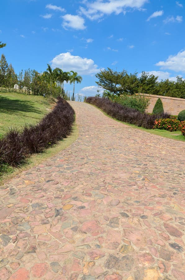 Stone Pathway in the Garden Stock Photo - Image of land, background ...