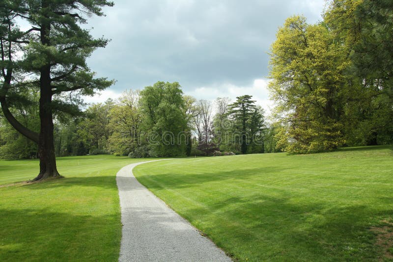 Stone Pathway in a Garden Park, Spring Season Stock Photo - Image of ...