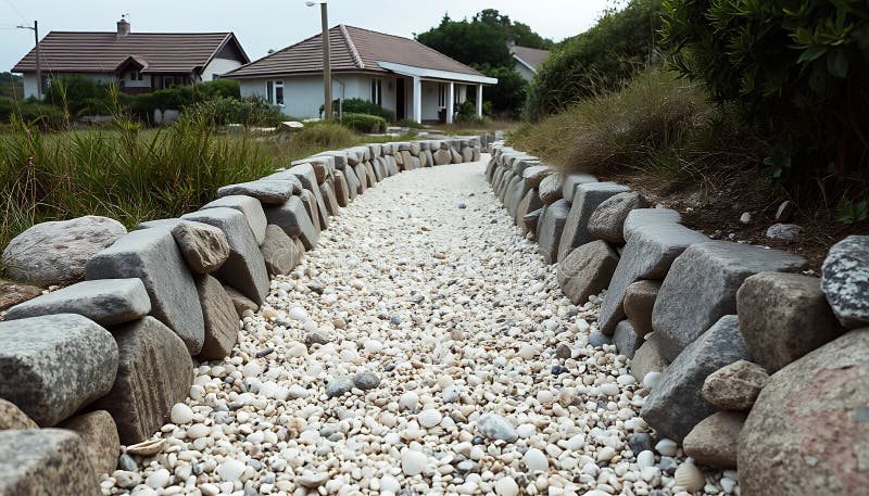 Stone Pathway in Garden, Garden Path Design, Landscaping Feature ...