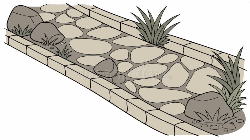 Stone Pathway with Grass, Garden Path Landscape Design Vector Design ...