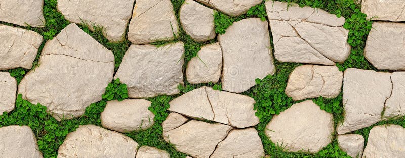 Stone Pathway Green Grass Irregular Stones Natural Texture Seamless ...