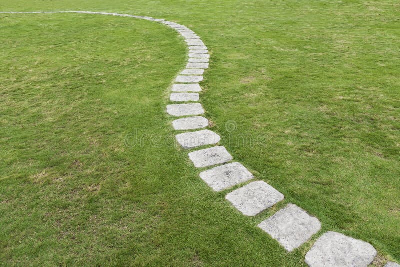 Stone Pathway on Green Grass Stock Image - Image of decision, concept ...