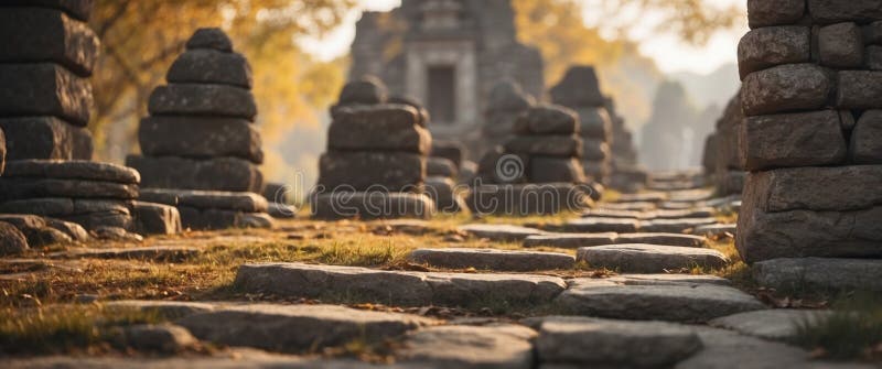Stone Pathway Leading through Ancient Temple Ruins. Stock Image - Image ...