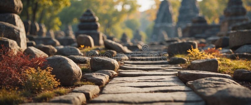 Stone Pathway Leading through Ancient Temple Ruins. Stock Image - Image ...