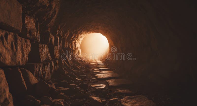 Stone Pathway Leading To the Light. Exploring the Mysteries of a Dark ...