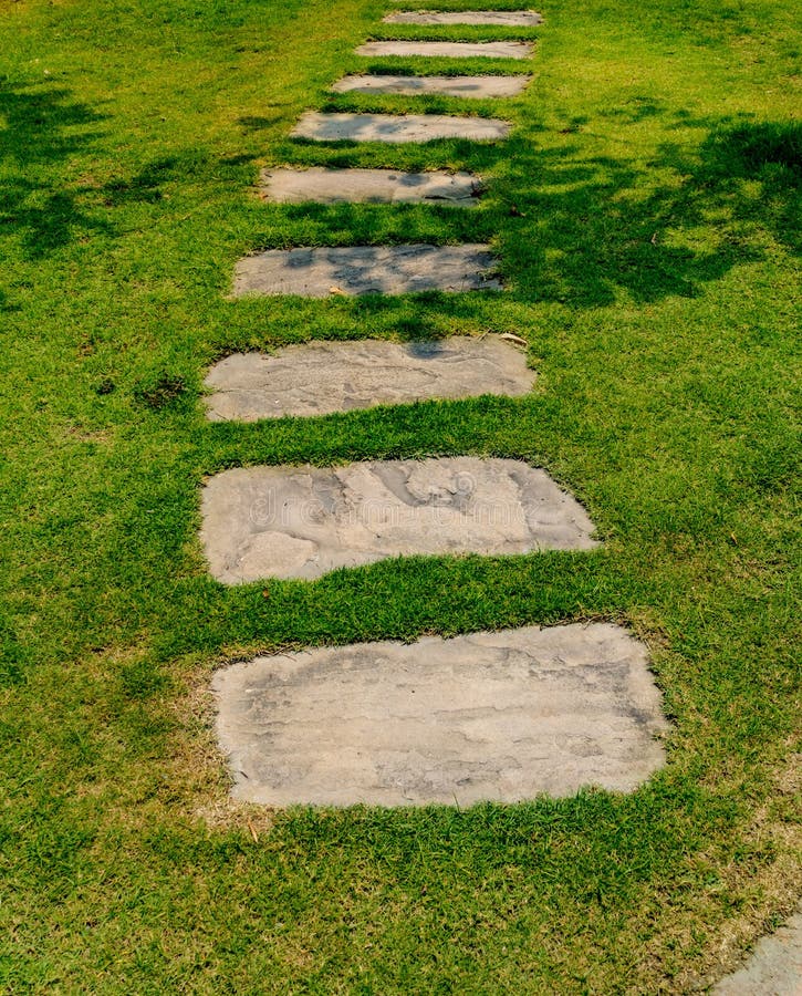 Stone Pathway in the park stock photo. Image of lawn - 94184382