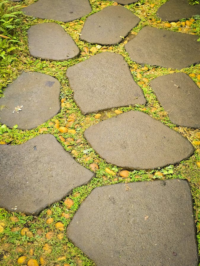 Stone Pathway in Park, Paved with Large Slabs Stock Photo - Image of ...