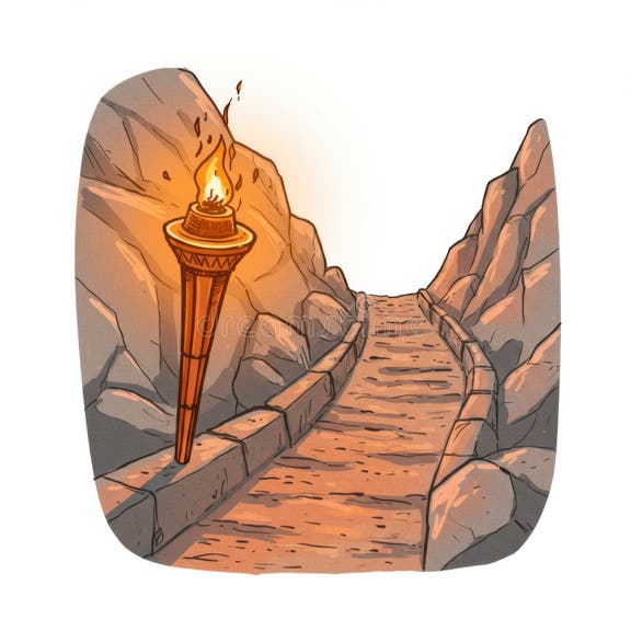 Stone Pathway with a Torch Burning on the Cliffside during the Day in ...