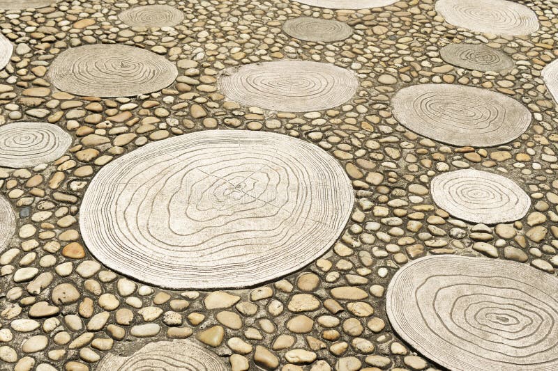 Stone Pathway with Tree Stump Design Stock Photo - Image of circle ...