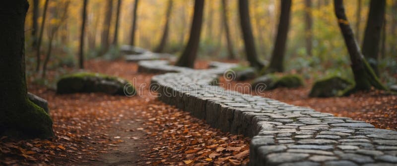 Stone Pathway Winding through a Wooded Landscape. Stock Photo - Image ...