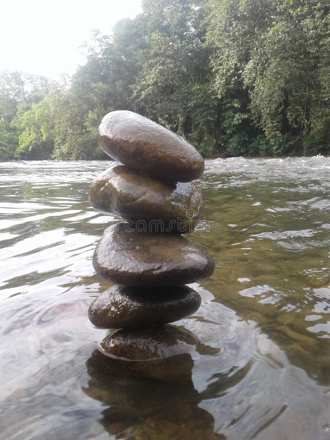 Stone Pattern in River of Borneo Island Stock Photo - Image of wood ...