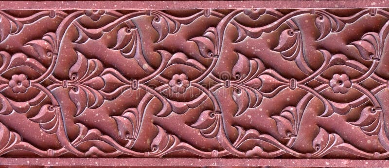 Stone Pattern on a Temple Wall in Red Fort, Agra Stock Photo - Image of ...