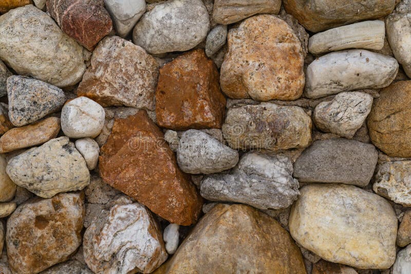 Stone Pattern Uneven Cobblestone Gray and Brown Stacked in the Wall ...