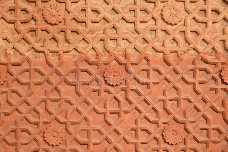 Stone Pattern on a Wall in Red Fort, Agra Stock Image - Image of ...