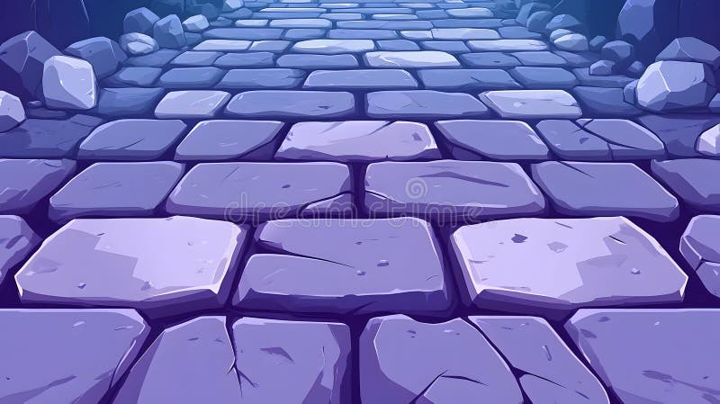 Stone Paved Path Texture in Blue and Gray Cobblestone Road Surface with ...