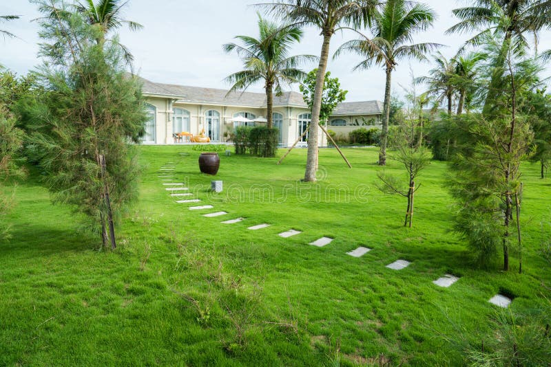 Stone Paved Path To the Villa at Tropical Resort Stock Image - Image of ...
