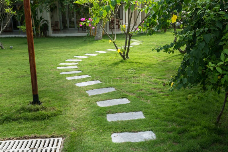 Stone Paved Path To the Villa at Tropical Resort Stock Image - Image of ...