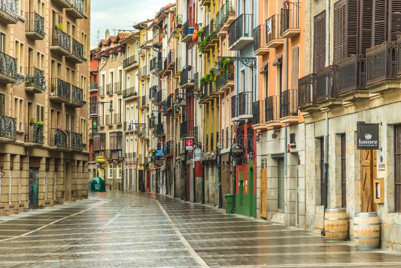 Stone Paved Streets in Pamplona Spain Stock Image - Image of paving ...