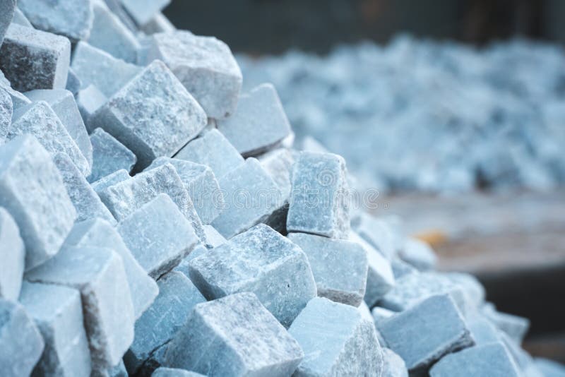 Stone Pavement, Construction Worker Laying Cobblestone Rocks on Sand ...