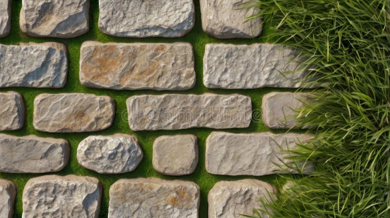 Stone Pavement with Grass Filling the Gaps Creating a Decorative ...