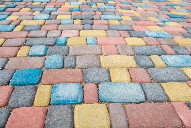 Stone Pavement of Multi-colored Stones Perspective View Stock Photo ...