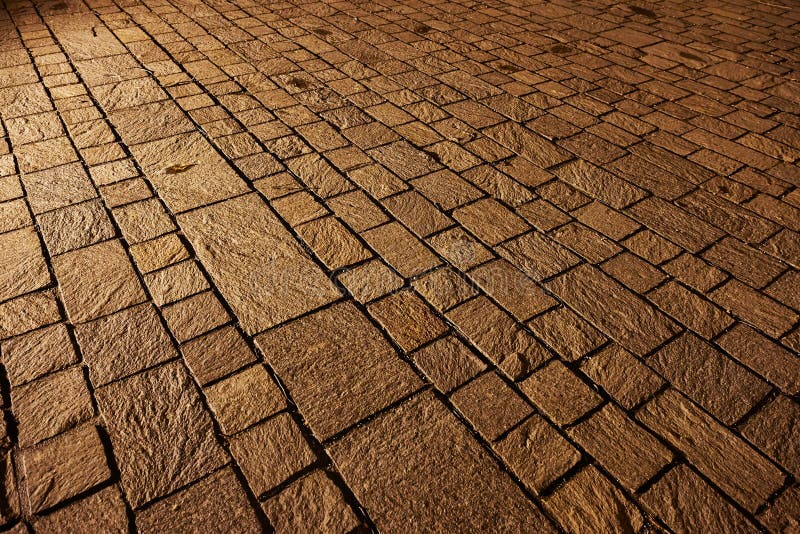 Stone Pavement Pattern at Night Stock Image - Image of pave, path ...