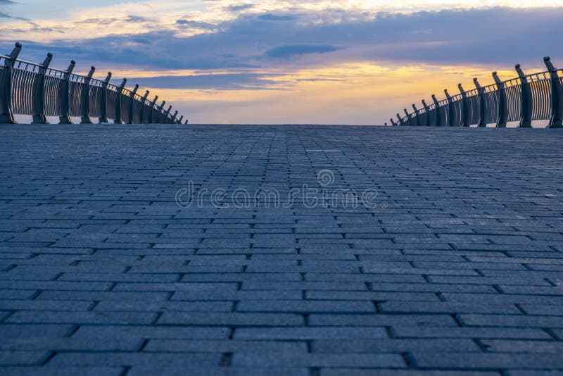 Stone Pavement on a Pedestrian Bridge. Stock Image - Image of road ...