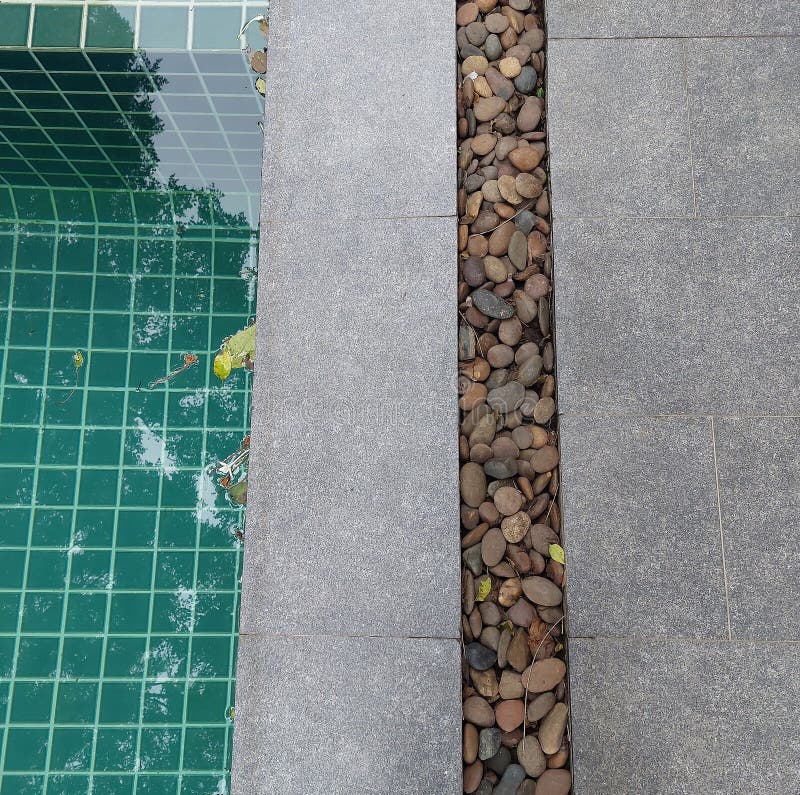 Stone Paving Slabs beside the Swimming Pool, Surrounded by Stones Stock ...
