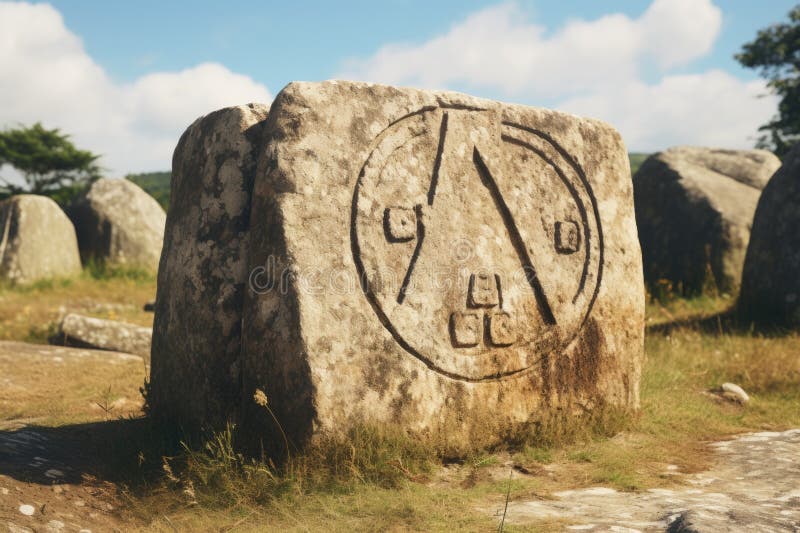 A Stone with a Peace Sign Carved into it, Symbol of Harmony and Unity ...