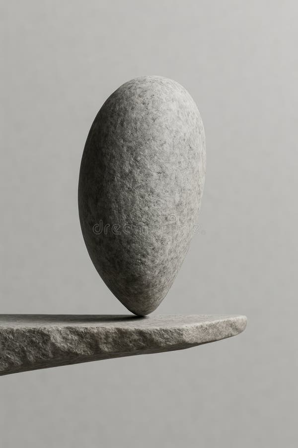The Stone is in Perfect Balance at the Edge of the Slab. Stock Image ...