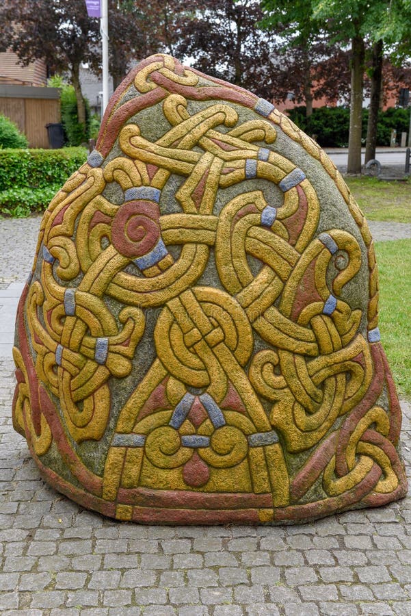 Stone Petroglyph of the Viking Archaeological Site at Jelling, Denmark ...