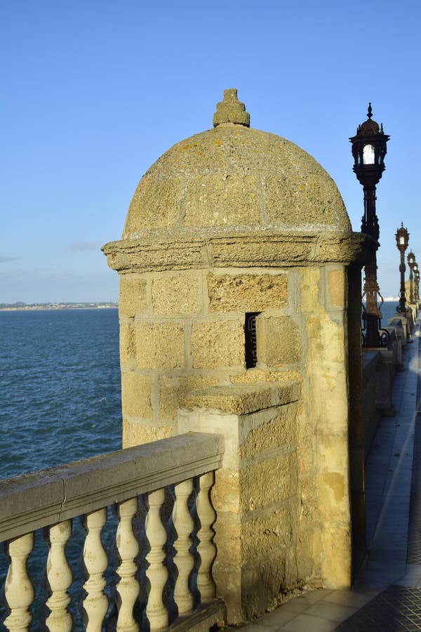 Stone Pier Fence Post. Cadiz Stock Photo - Image of cadiz, chapel ...